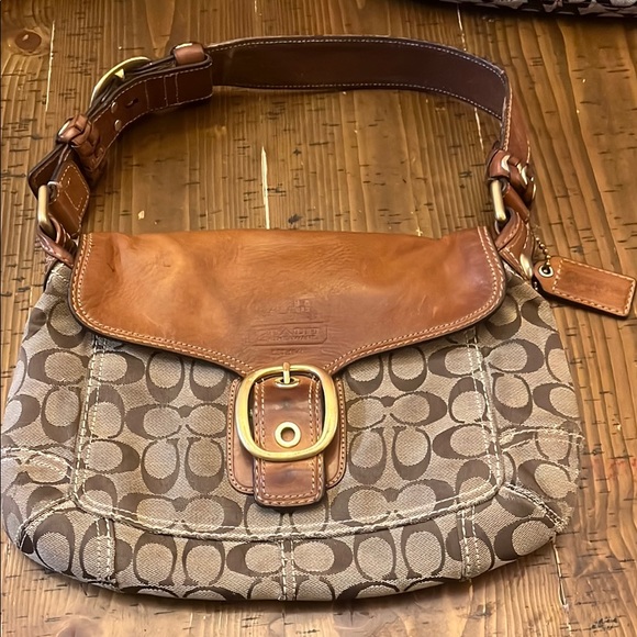 Coach | Bags | Coach Tan Leather Bag With Gold Accents | Poshmark